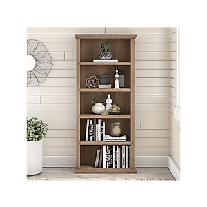 Bush Furniture Yorktown Tall 5 Shelf Bookcase, Reclaimed Pine