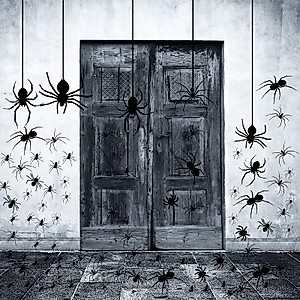 Thenshop 209 Pieces/4 Sheets Halloween Spider Stickers Large Spider Stickers Spider Style Wall Decal Removable Scary Spider Stickers Halloween Wall Clings for Halloween Party Wall Home Room Decors