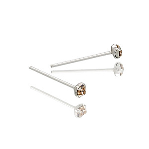 L & L Nation Peach Cz 925 Sterling Silver Nose Ring 1.2mm Prong Setting Straight Ended 10 Pcs Lot