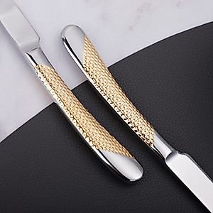 Zerophilo 16 Piece Silverware Set,Stainless Steel Flatware Set Spoon and Fork Set for 4,Kitchen Utensil Cutlery Set Mirror Finish Dishwasher Safe Gift Package (gold)