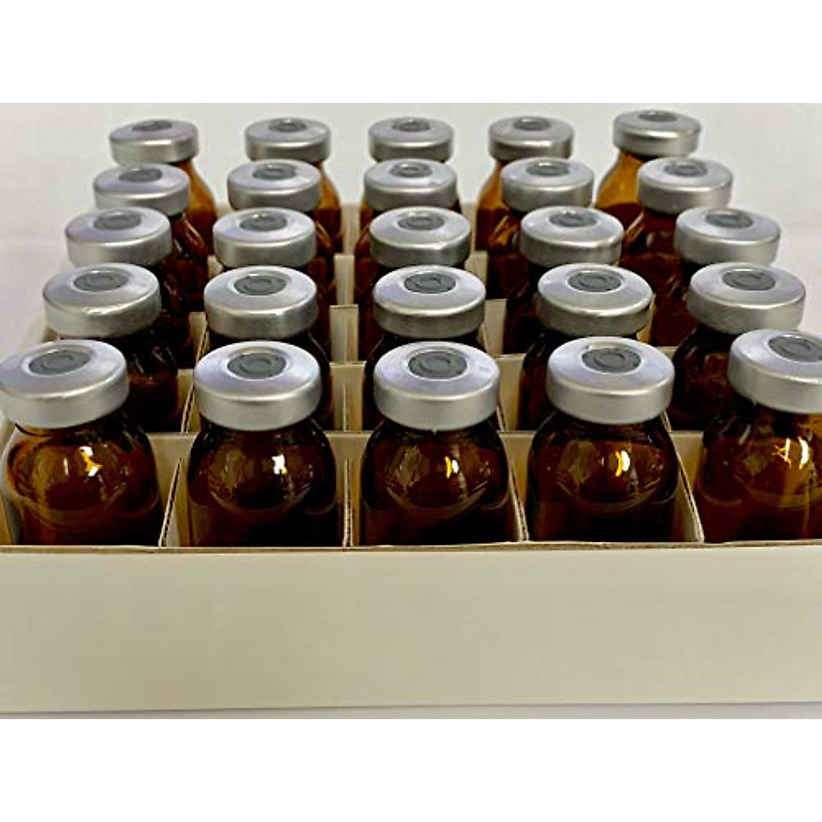 JL 5ml Molded Sterile Amber Vials with Silver Aluminum Seals Durable Glass