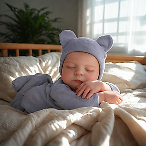 JIZHI Lifelike Reborn Baby Dolls - 17 Inch Realistic Newborn Baby Dolls Real Life Baby Dolls Full Vinyl Poseable Body Sleeping Baby Boy with Feeding Kit for Children 3+