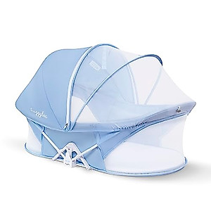 Huggybee Baby Travel Bassinet,Portable Bassinet with 2 in 1 Canopy for Newborn,Baby Lounger Baby Crib Co-Sleeping Bed with Mosquito Net