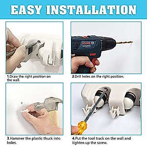 Cchainway Mop and Broom Holder, 5 Position with 6 Hooks Garage Storage Holds up to 11 Tools, Multipurpose Wall Mounted Tool Rack Organizer for Kitchen Garage