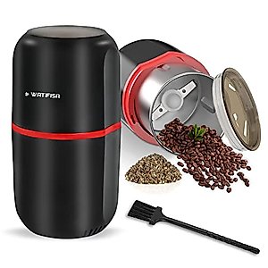 Watifisa Herb Grinder Electric Spice Grinder with Cleaning Brush, Herb Spice Coffee Grinder with Large Capacity - for Herbs, Fine Leaves, Peanuts, Pepper Beans, Mushrooms & Grains (Black)