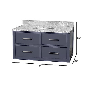 Kitchen Bath Collection Helsinki 48-inch Floating Bathroom Vanity (Carrara/Marine Gray): Includes Marine Gray Cabinet with Carrara Countertop and White Ceramic Sink