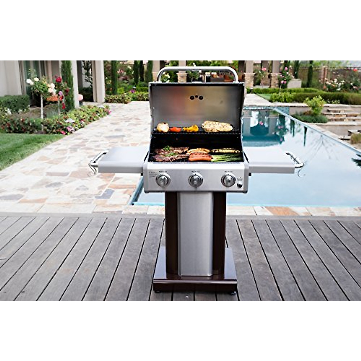 Kenmore 3 Burner Outdoor Patio Gas BBQ Propane Grill in, Mocha