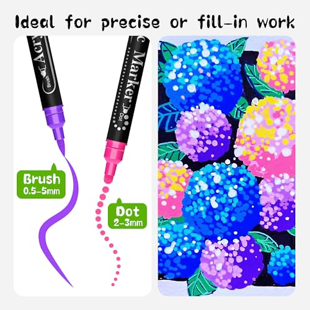 DEYONI Dual Tip Acrylic Paint Pens, 26 Colors, Medium and Brush Tips, Ideal for Rock Painting, Ceramic, Wood, Plastic, Calligraphy, Scrapbooking, Card Making, DIY Crafts