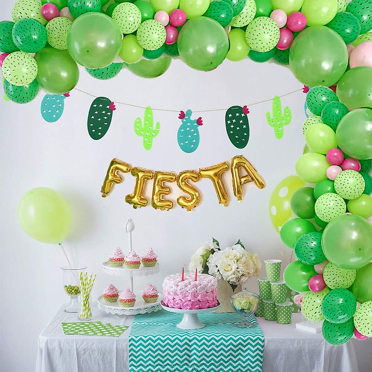 Cactus Fiesta Balloon Garland Kit, Mexican Final Fiesta Balloon Arch with Pink Green Magenta Balloons Cactus Foil Balloon for Cactus Birthday Party, Fiesta Bachelorette Party, Cactus Baby Shower