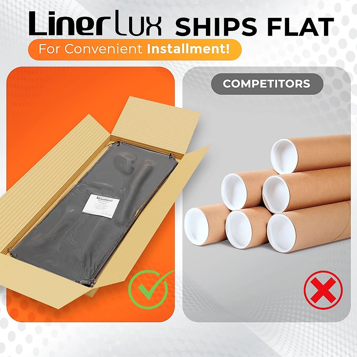 LinerLux Shelf Liners for Wire - 4 Pack Waterproof Wire Rack Shelf Liner, Durable Plastic Shelf Liner - Heavy Duty Wire Shelf Liner for Wire Shelving with Locking Tabs