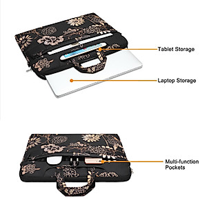MOSISO Laptop Bag for Women, 15 inch Computer Bag Compatible with MacBook, HP, Dell, Lenovo, Asus, Notebook, 15.6 inch Laptop Shoulder Carrying Messenger Sleeve with Strap, Vintage Floral