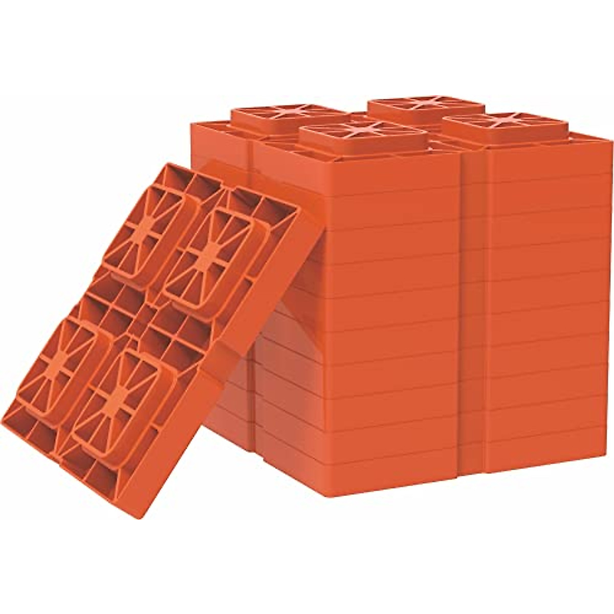 SEAFLO Heavy Duty RV Leveling Blocks Compatible with Single Wheels, Double Wheels, Hydraulic Jacks, Tongue Jacks and More Orange 10 Pack