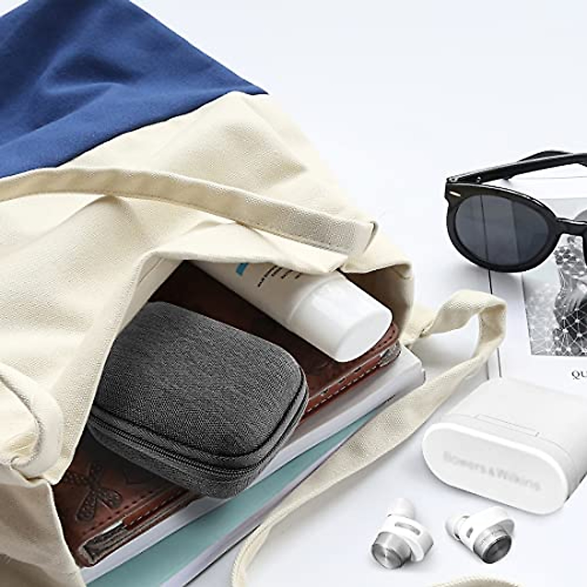 Geekria Shield Headphones Case Compatible with Bowers & Wilkins PI7, PI5 in-Ear True Wireless Headphones Case, Replacement Hard Shell Travel Carrying Bag with Cable Storage (Grey)