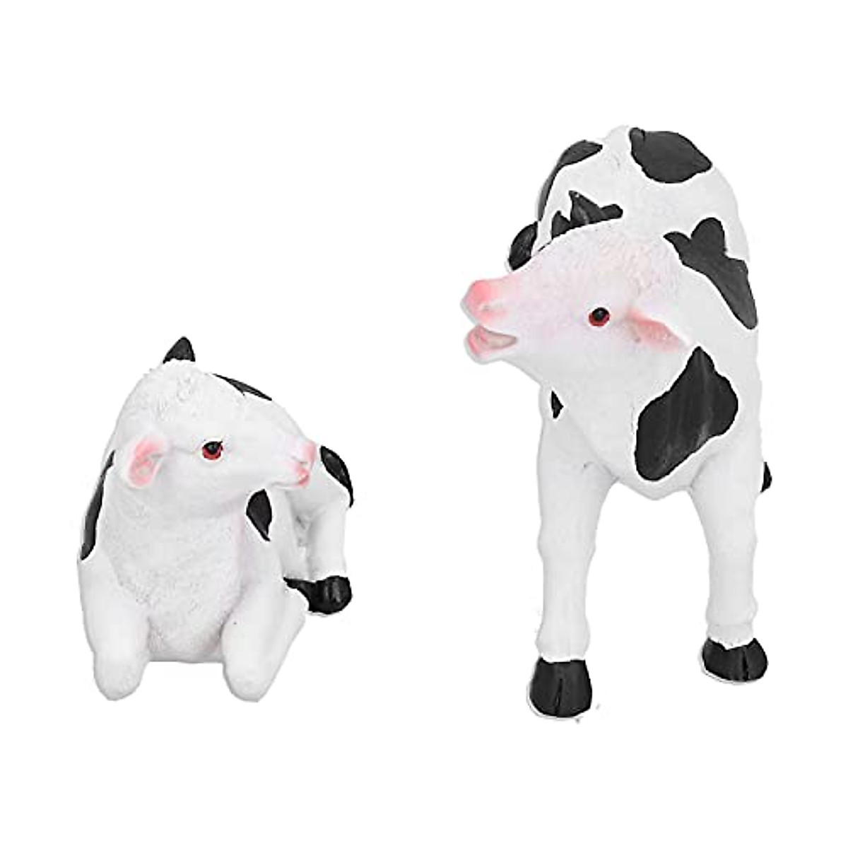 plplaaobo 2pcs Cute Cows Statues, Figurine Resin Animal Sculpture Crafts Miniature Ornament Gardening Bonsai Decor for Home Garden Décor