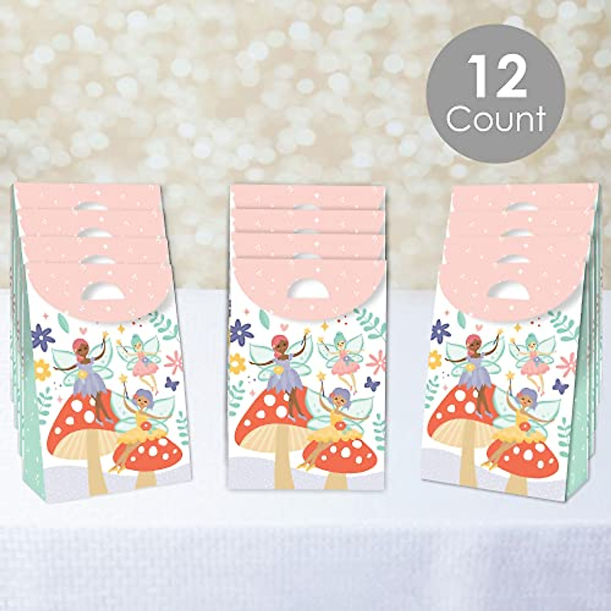 Big Dot of Happiness Let’s Be Fairies - Fairy Garden Birthday Gift Favor Bag - Party Goodie Boxes - Set of 12