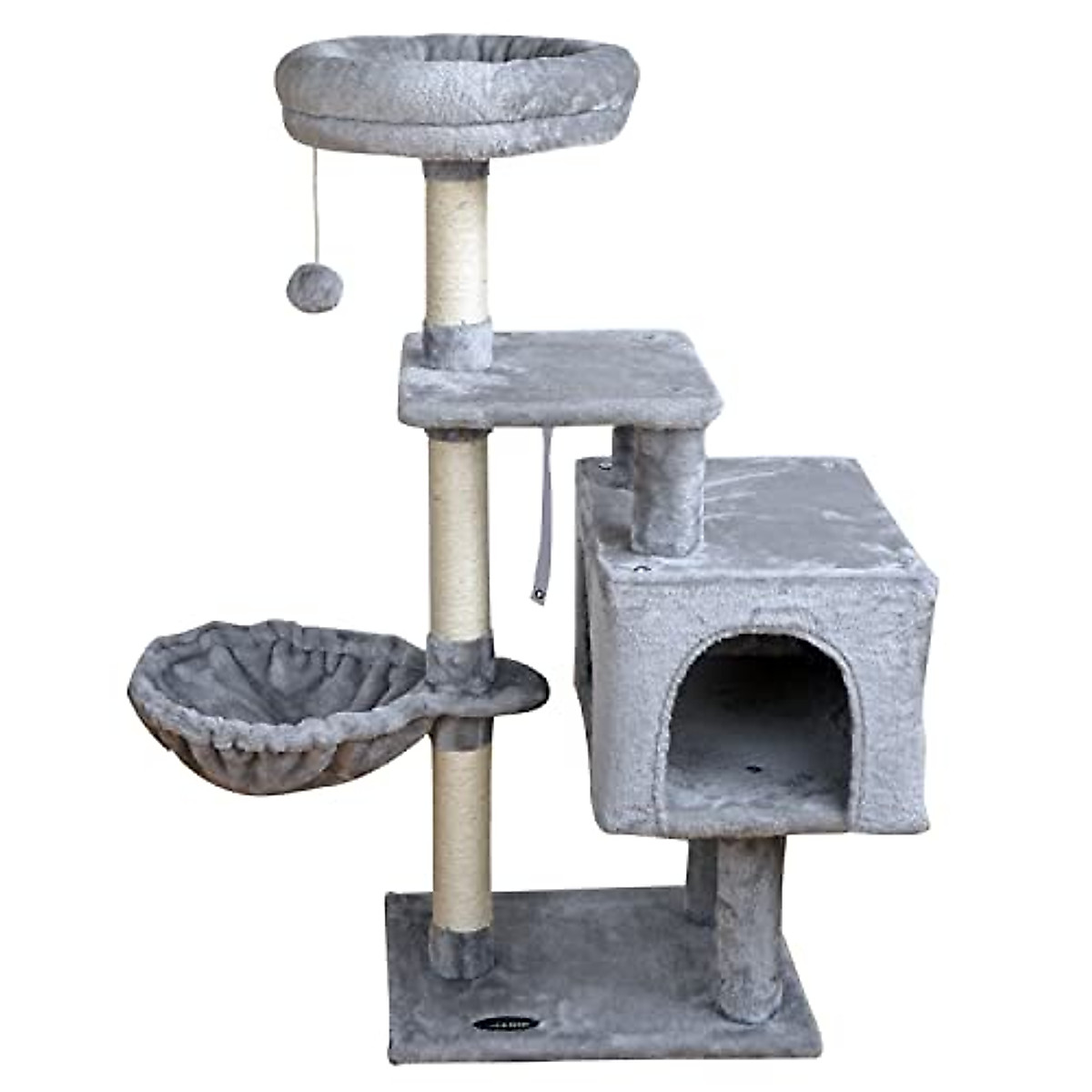 FISH&NAP US07H Cat Tree Cat Tower Cat Condo Sisal Scratching Posts with Jump Platform Cat Furniture Activity Center Play House Grey