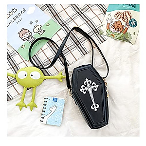 abigail paige Fashion Coffin Bags for Women Gothic Purse Shoulder Bag Girls Funny halloween purses and handbags Crossbody Bag (black)