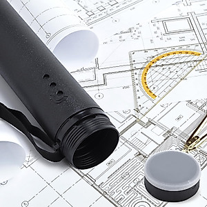 IPETRK 2-Pack Extendable Poster Storage Tube Expand from 24.5” to 40”, for Carry Documents | Artworks | Blueprints | Drafting | Scrolls or Arrow,Black Portable Durable Round Tube with Shoulder Strap