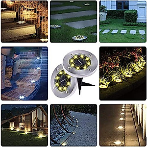 Achbeah Solar Ground Lights, 8LED Warm White Solar Garden Lights Outdoor Waterproof Sidewalk Disk Bright In-Ground Landscape Lighting for Lawn Patio Pathway Yard Steps Deck Walkway Light (4 Packs)