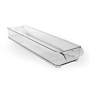 Cook Pro 14.5 x 4 x 1.75 Plastic Fridge Refrigerator & Freezer Bin, Small, Clear