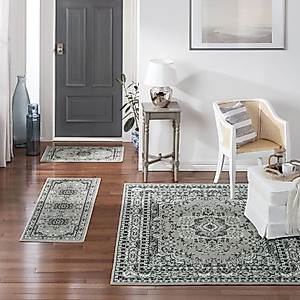 Home Dynamix Ariana Ksara Traditional Medallion 3-Piece Area Rug Set, Gray/Black