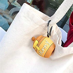 Rertnocnf Compatible with Earbuds Case Airpods 1 & 2, Cute Honey Pot Design Soft Silicone Creative Hunny Shockproof Wireless Earphone Protector Yellow