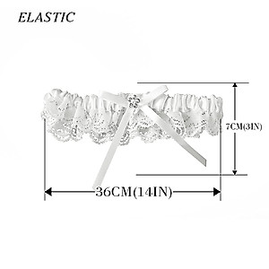EVAZEN Bride Wedding Garter White Lace Floral Garters Bowknot Stretch Leg Garter Set Bridal Accessories for Women