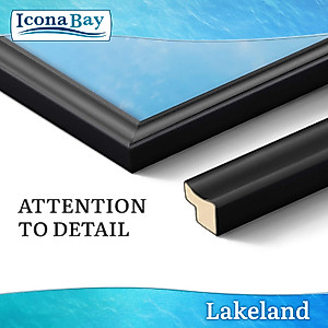 Icona Bay 11x14 (28x36 cm) Black Picture Frame, Contemporary Photo Frame 11 x 14, Composite Wood Frame for Walls or Table Top, Lakeland Collection