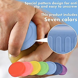 14 Pack 7 Wide Mouth & 7 Regular Mouth Mason Jar Lids, Suitable for Ball, Kerr and More, with Silicone Rings, Leak proof Plastic Storage Cap, 86mm &70mm, Reusable Jar Lid Tops, Colored Caps for Mason