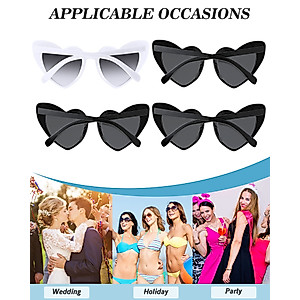 Flutesan 20 Pairs Heart Shaped Sunglasses Vintage Heart Glasses Women Bachelorette Sunglasses for Wedding Party(White, Black with Gray Lenses)