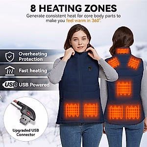 KOVNLO Womens Heated Vest, 4 in 1 Smart Controller, Lights-out Design, Lightweight Heating Vest (Battery Pack Not Included)