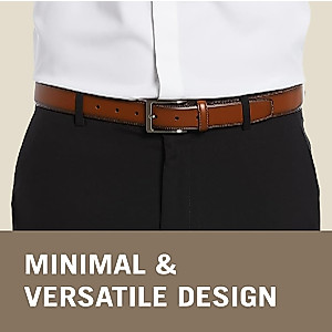 Perry Ellis Men's Leather Amigo Dress Belt, Luggage Brown, 52