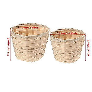 YAIKOAI 4 Pieces Small Hand-Woven Wicker Storage Baskets Desktop Bamboo Weaving Decorative Basket Wood Organizers Container for Storing Books Album Cosmetics Bouquet Keys, Small