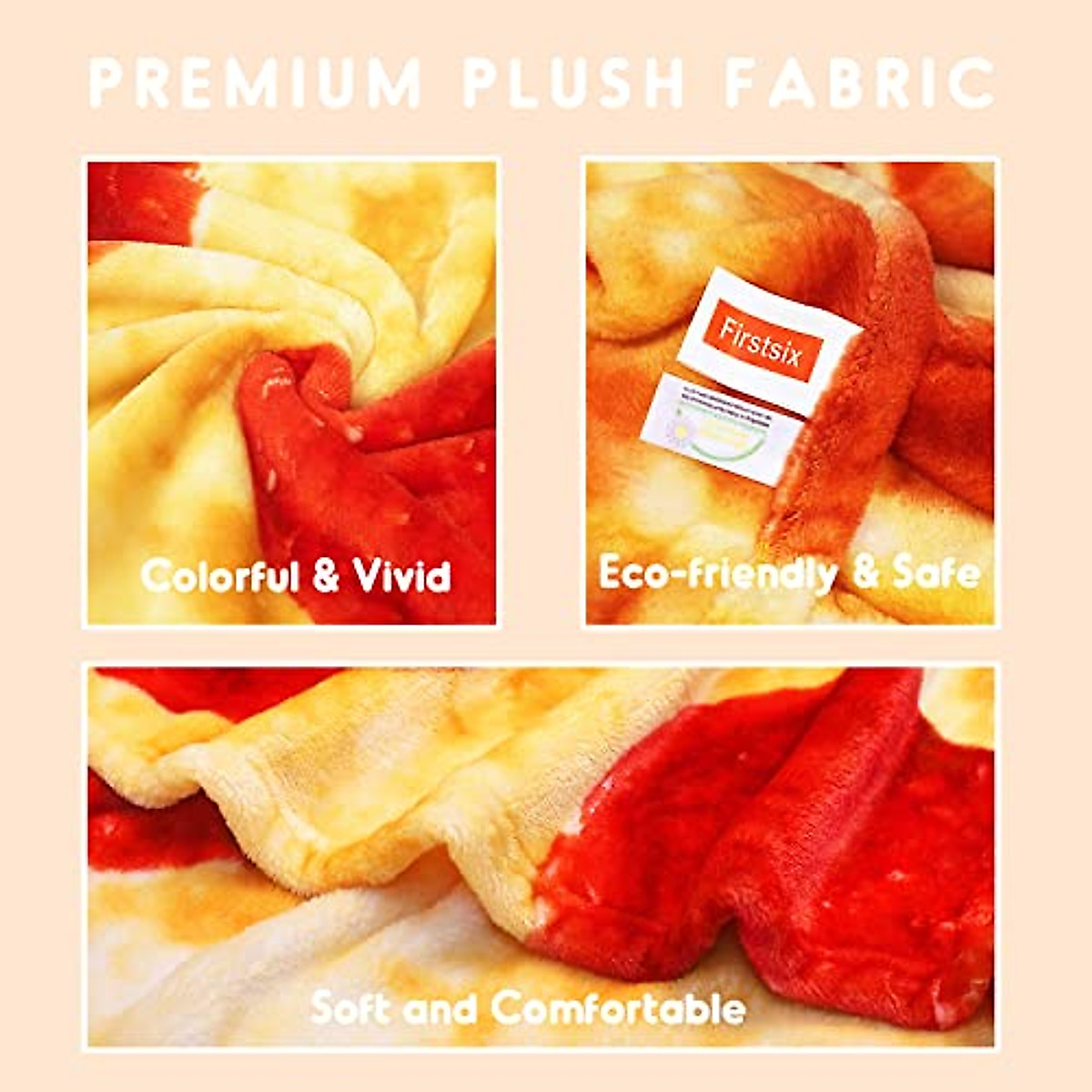 Firstsix Pizza Blanket Adult Size, 71 Inch Realistic Pepperoni Pizzas Blanket, Upgraded Double Sided 290 GSM Flannel Funny Food Blanket, Novelty Throw Blanket for Couch, Bed, and Travel