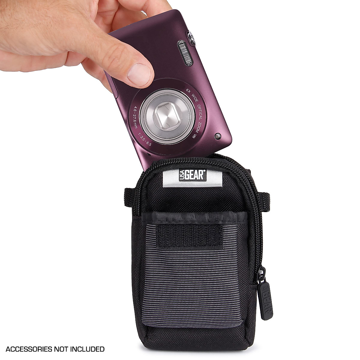 USA Gear Small Camera Bag Compatible with Ricoh GR III, Sony Cybershot, Nikon Coolpix, Kodak Pixpro FZ55 and more - Digital Camera Carrying Case with Belt Loop, Shoulder Strap, Weather Resistant