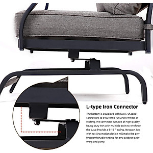 Grand patio Stationary Rocker Set of 2, Motion Chair, Outdoor Patio Seating Chair, Padded Cushion Chair-Grey