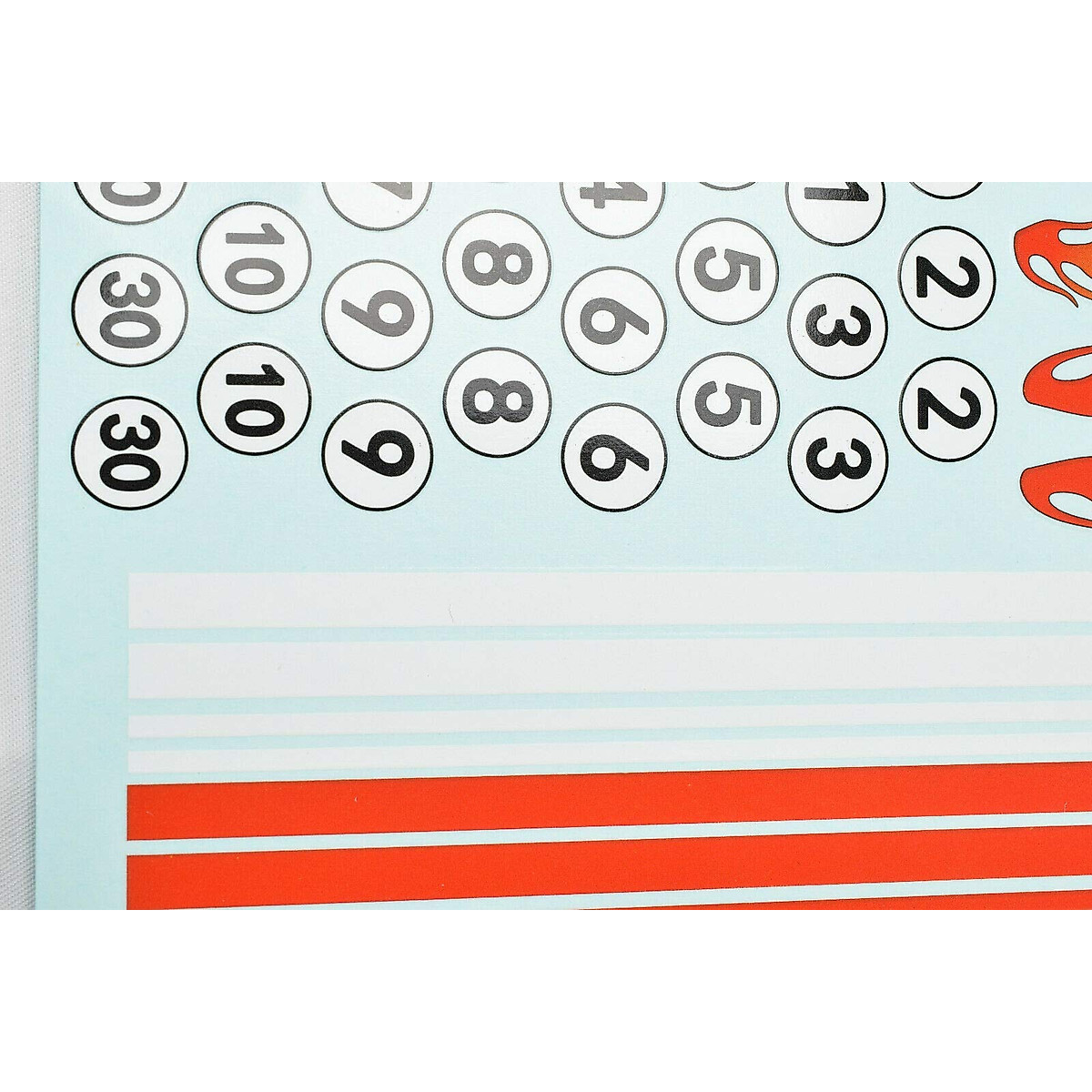 VRC Hobbies 1/24 Model Car Waterslide Decal Sheet W/Flames, Numbers & Stripes #5050