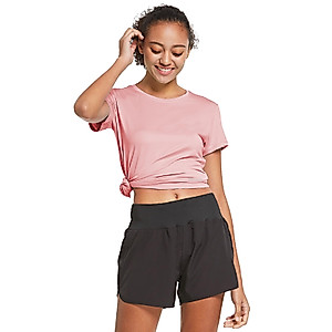 BALEAF Women's Short Sleeve Running Workout Shirts Athletic Tops Lightweight Quick Dry Training Yoga Crewneck Pink L