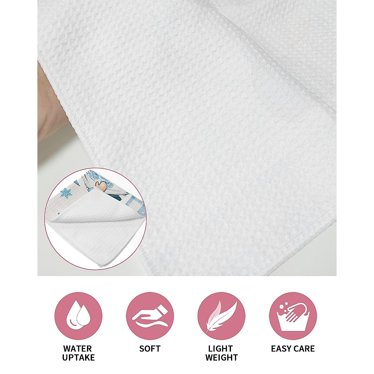 Blue Plaid Gnomes Winter Dish Towels Set, Waffle Weave Kitchen Towels Microfiber Towels Cleaning Christmas Snowflake Rustic Burlap Soft Absorbent Dish Drying Towels Hand Towels 2 Pack 15.7x23.6 In