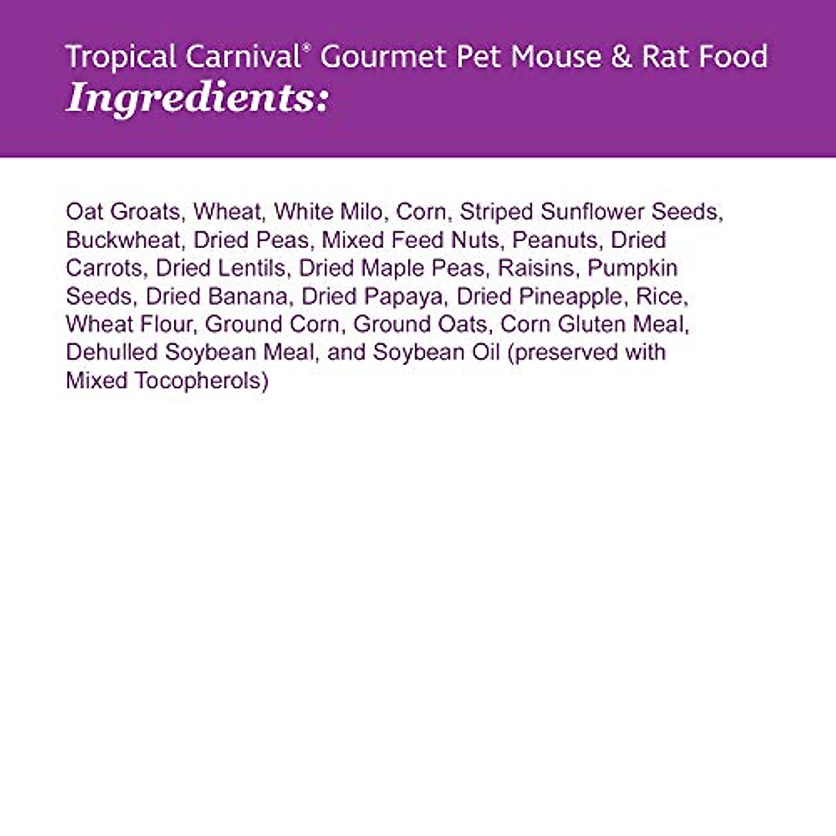 Tropical Carnival F.M. Brown's Gourmet Pet Mouse and Rat Food with Fruits - Veggies, Seeds, and Grains, Vitamin-Nutrient Fortified Daily Diet - 2lb