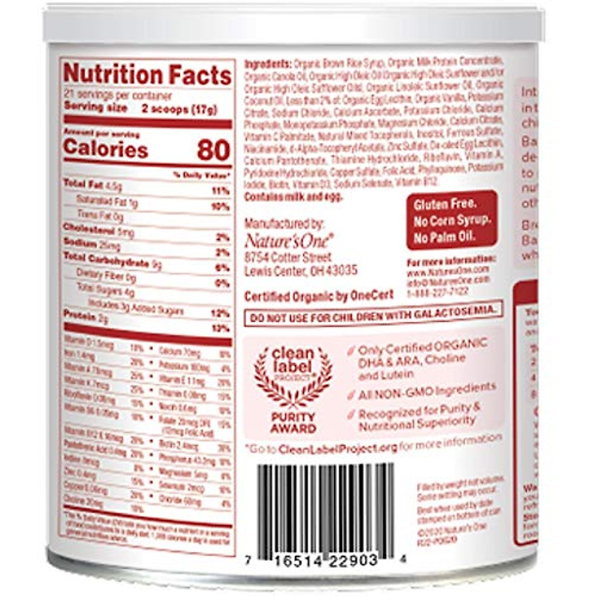 Baby's Only Organic LactoRelief with DHA & ARA Toddler Formula, 12.7 Oz (Pack of 1) | Non GMO | USDA Organic | Clean Label Project Verified | Lactose Sensitivity