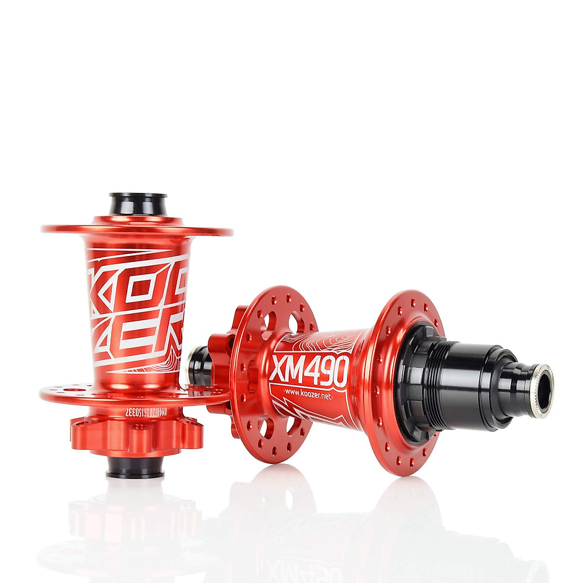 BestPartsCom KOOZER XM490 32 Hole Hub Full Aluminum Ultralight MTB Mountain Bike Disc Brake Hub Through axle Front Hub 15x100mm Red for Shimano 8-11speed & SRAM 8-10speed