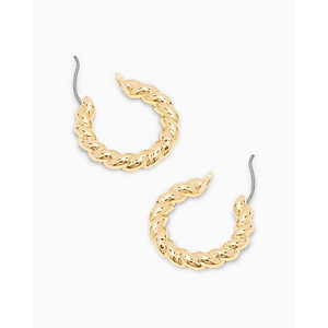 gorjana Women’s Crew Hoops, High Shine Croissant Hoop Earrings, 18K Gold Plated