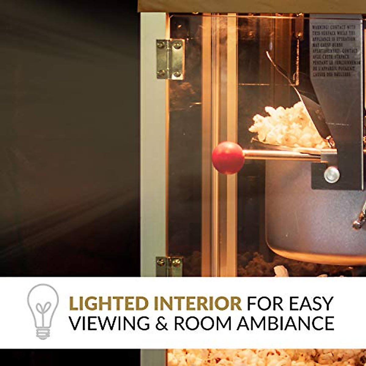 Nostalgia Popcorn Maker Professional Cart, 8 Oz Kettle Makes Up to 32 Cups, Vintage Movie Theater Popcorn Machine with Three Candy Dispensers and Interior Light, Measuring Spoons and Scoop, Black