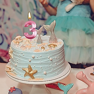 Number 2 Birthday Cake Candles, 3D Shape Number Birthday Candle, 2nd Birthday Cake Topper Decorations (Pink)