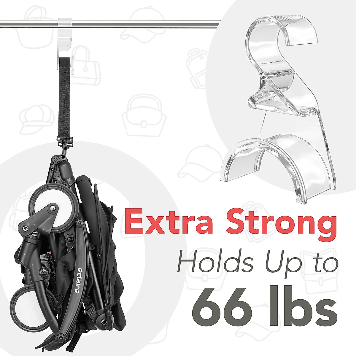 Wiosi Premium Clear Purse Hanger Closet Set of 12 - Durable Acrylic Organizers and Storage Bag Hanger for Luxury Closet - Purse Hanger Holder for Handbags Premium Backpack Purse Hooks