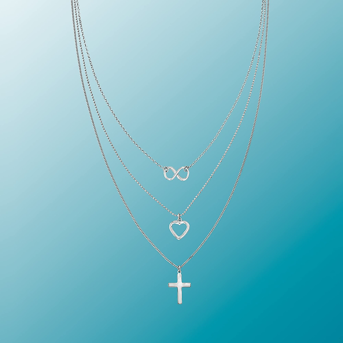 Ross-Simons Italian Sterling Silver Multi-Symbol Layered Necklace. 16 inches