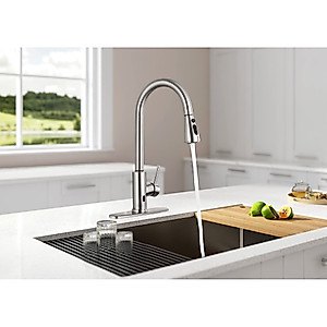 Qomolangma Touchless Kitchen Faucet with Pull Down Sprayer, Motion Single Handle Kitchen Sink Faucet with Pull Out Sprayer, Stainless Steel, Fingerprint Resistant, Brushed Nickel