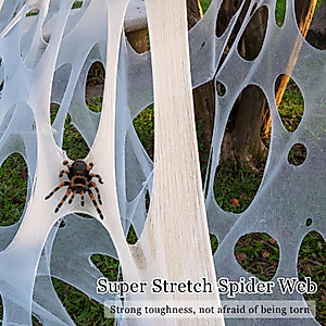 wymulot 800 Sqft Giant Spider Web Halloween Decorations Outdoor with 10 Small Spiders &10 Ground Nails Stretchy Beef Cloth Netting Cut-Your-Own Flexible Elastic for Yard Party Decor dongdongwang2