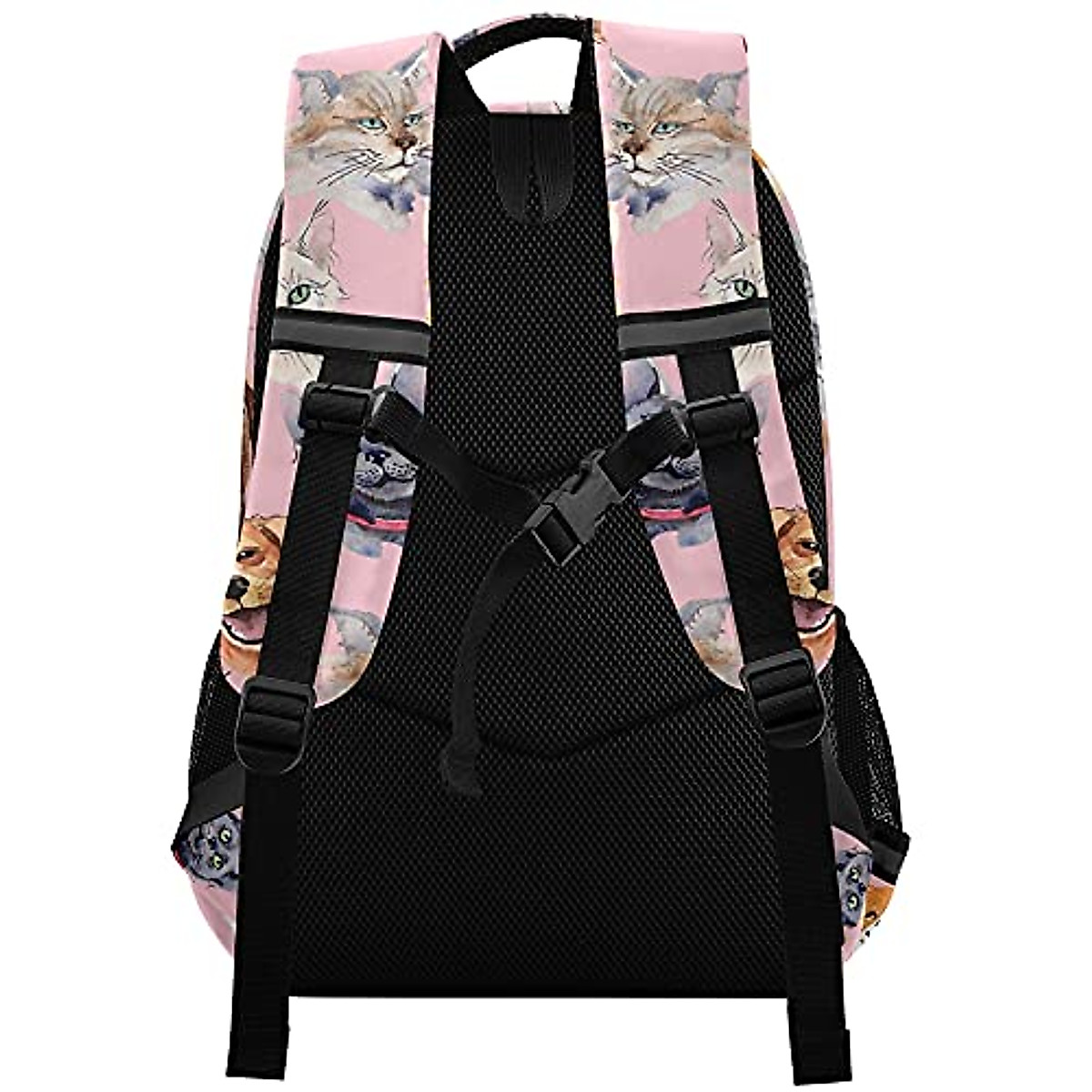 ALAZA Pug Dog Cat Animal Print Pink Backpack Purse for Women Men Personalized Laptop Notebook Tablet School Bag Stylish Casual Daypack, 13 14 15.6 inch